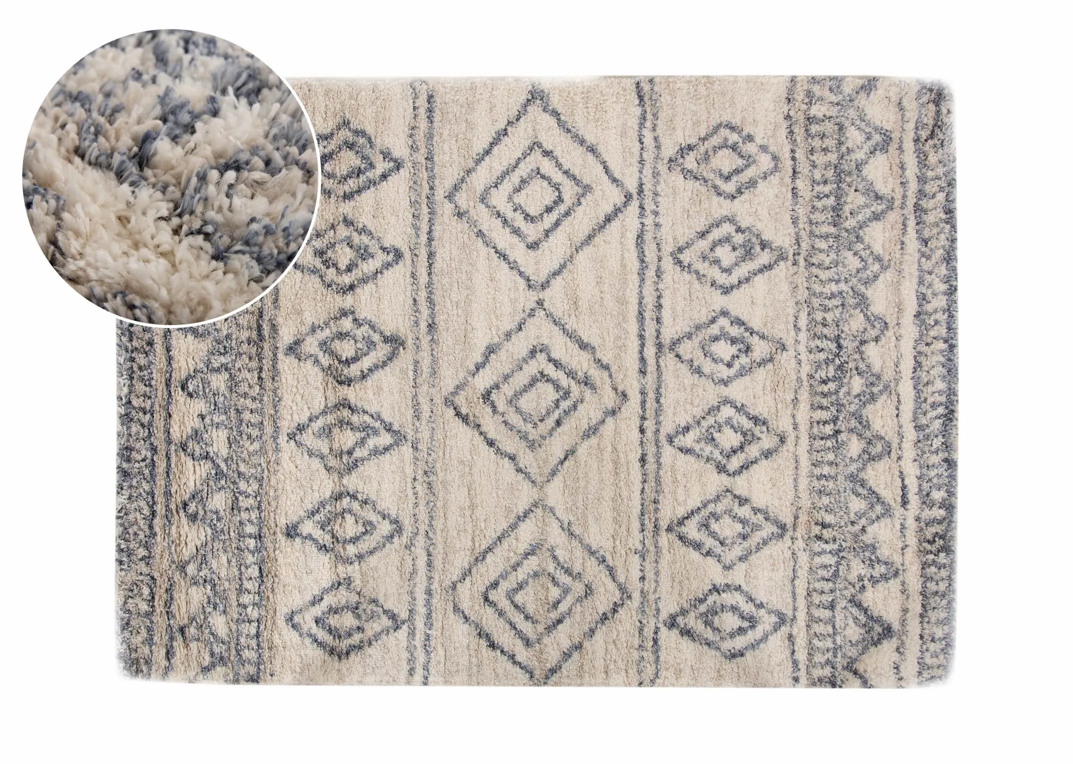 Large White & Grey Aztec Rug - Sula - EZ Living Furniture